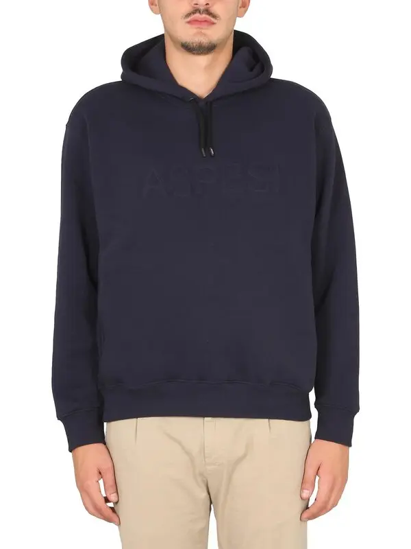 Aspesi Hooded Logo Sweatshirt - Blue