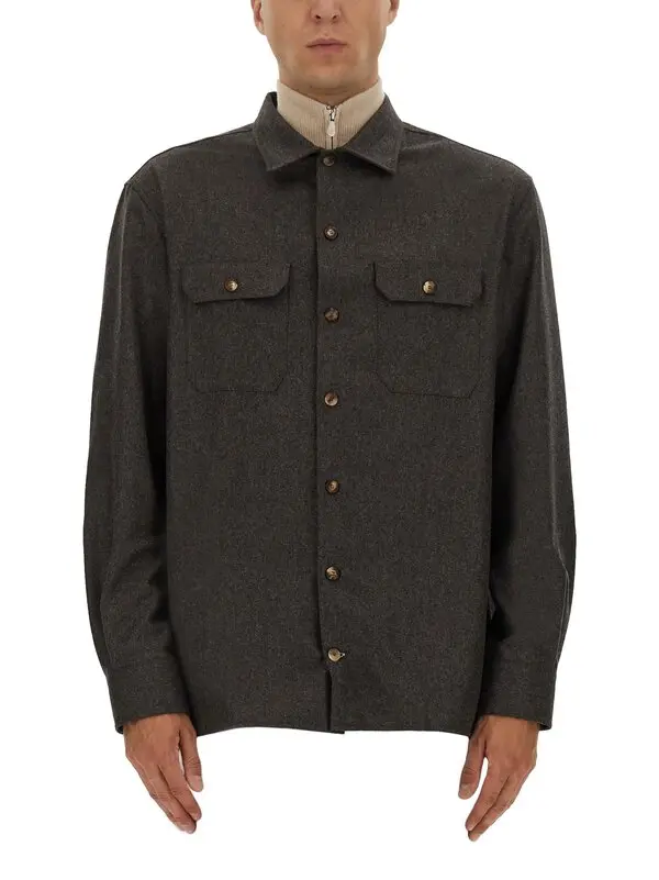 Brunello Cucinelli Virgin Wool Flannel Overshirt - Brown