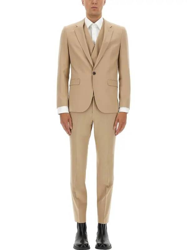 Hugo Slim Fit Three-piece Suit - Beige