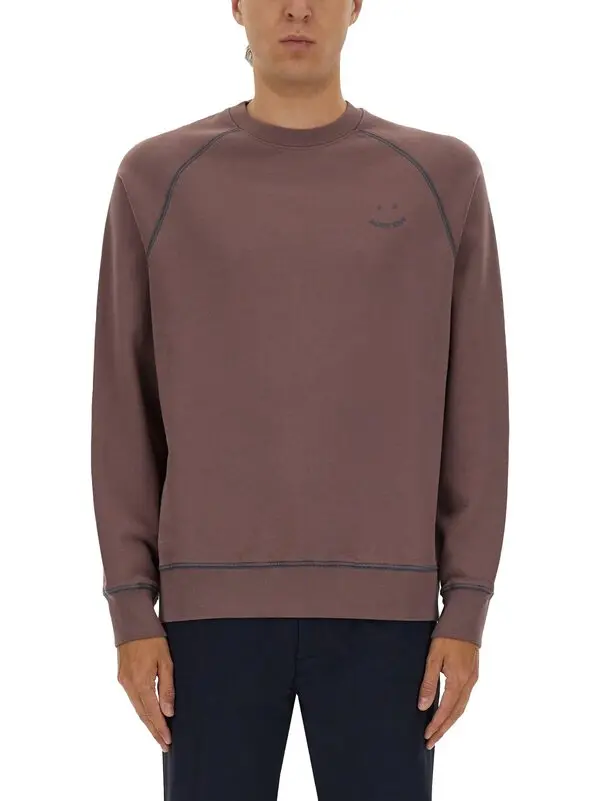 Paul Smith Sweatshirt With Ps Happy Embroidery - Purple