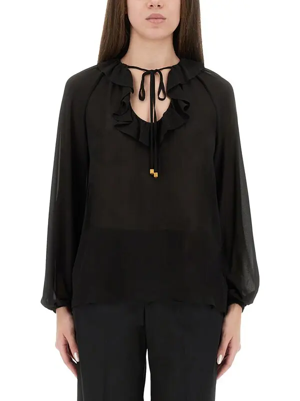 Michael Kors Ruffle Blouse - Black