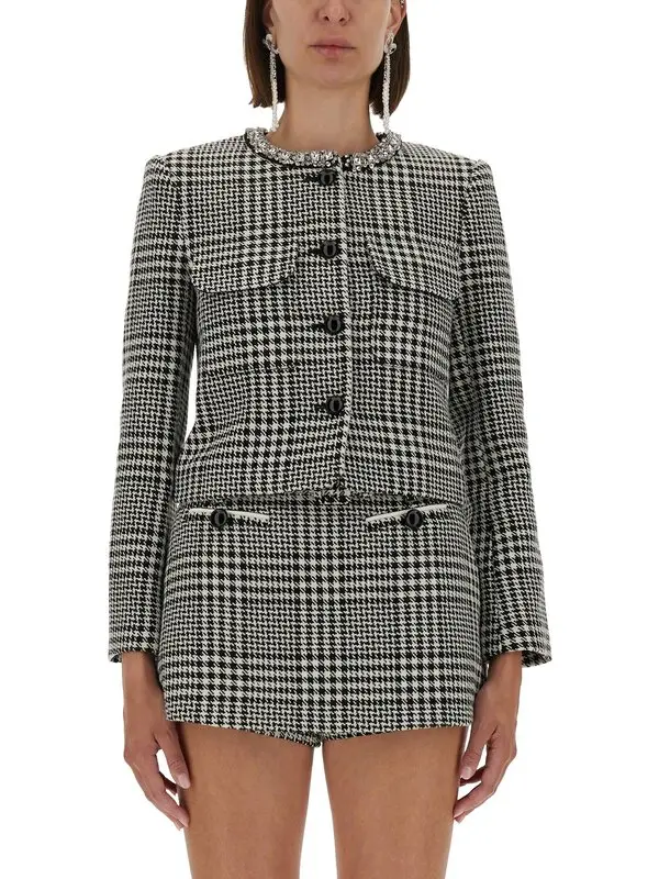 SELF-PORTRAIT Houndstooth Jacket With Crystals - Multicolour
