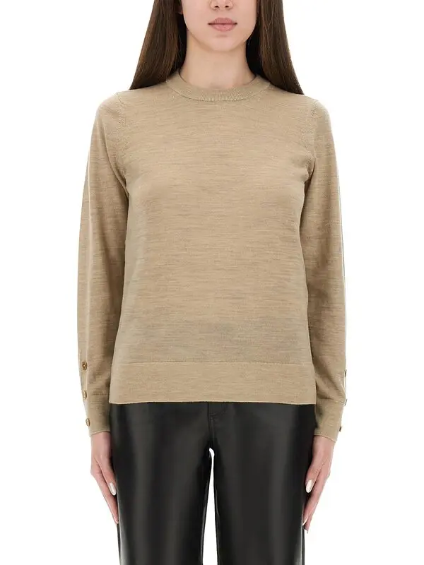 Michael Kors Merino Wool Crewneck Sweater - Beige
