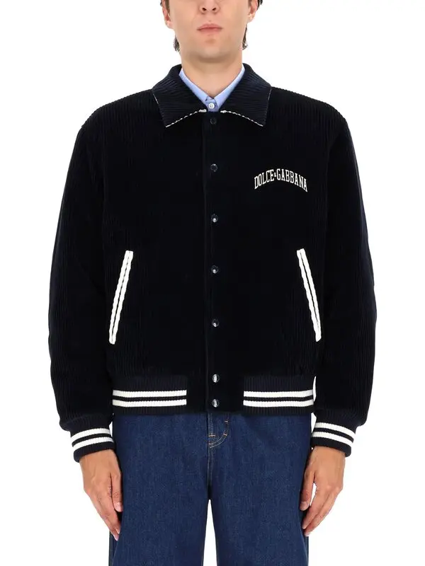 Dolce & Gabbana Corduroy Bomber Jacket - Blue