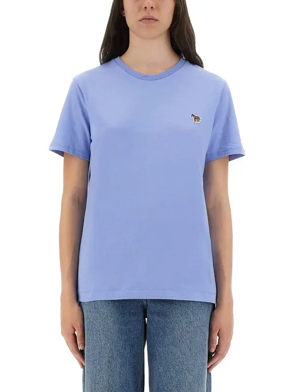 Paul Smith T-shirt With Logo Patch - Baby Blue