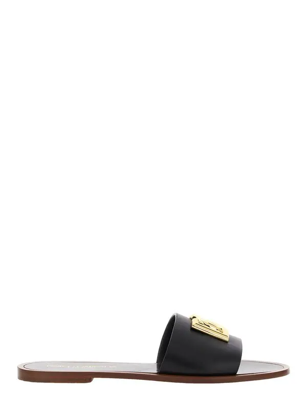 Dolce & Gabbana Leather Slide Sandal - Black