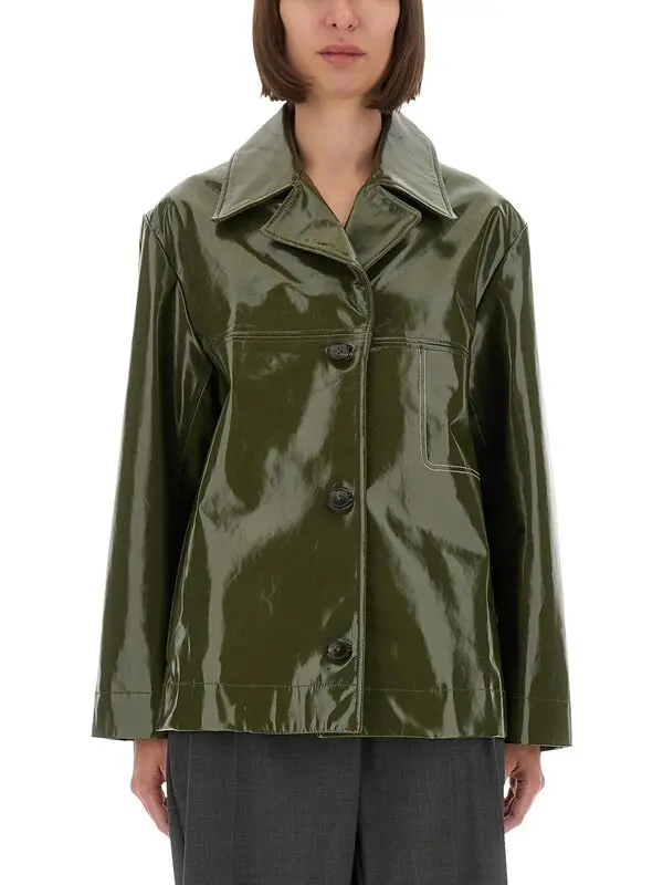 Paul Smith Shiny Leather Jacket - Green
