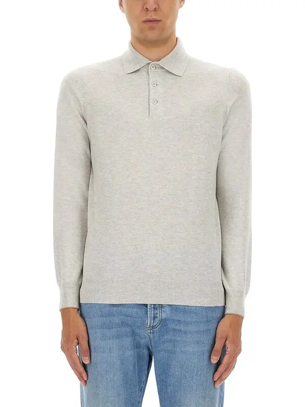 Brunello Cucinelli Cashmere Polo Sweater - Grey