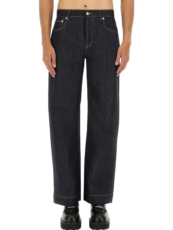 Alexander McQueen Wide Leg Jeans - Denim