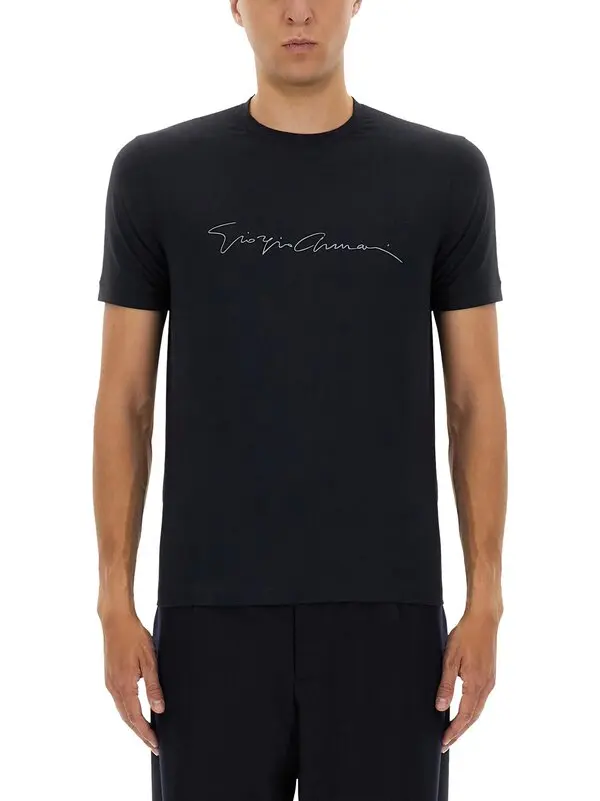 Giorgio Armani Signature Logo T-shirt - Blue