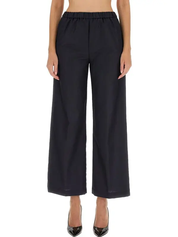 Aspesi Wide Leg Wool Pants - Blue