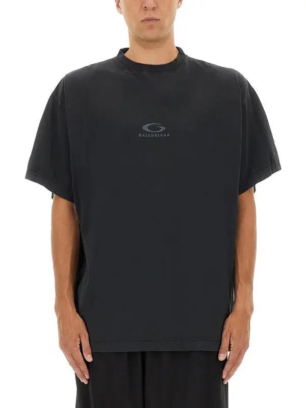 Balenciaga Loop Sports Icon" T-shirt With Logo - Black