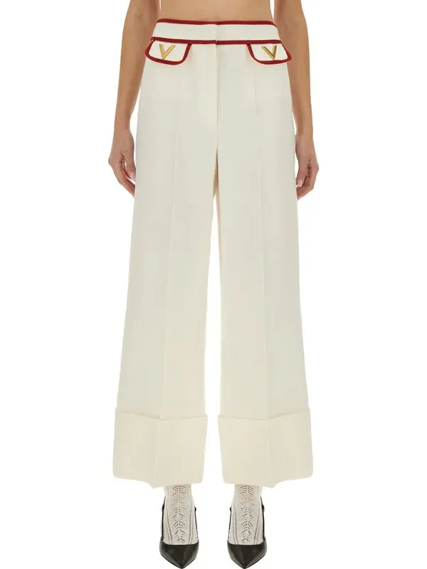 Valentino Garavani Crepe Couture Wide Leg Pants - Ivory