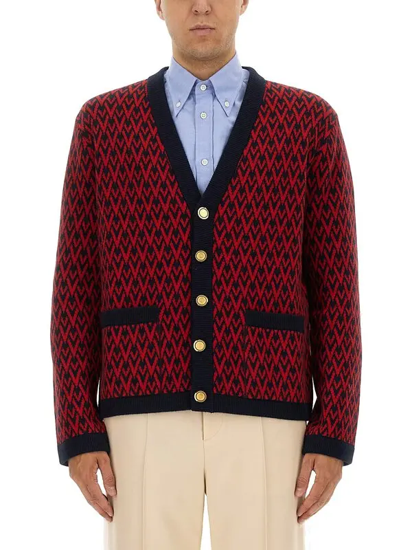Valentino Garavani Cardigan With "toute La V" Pattern - Red