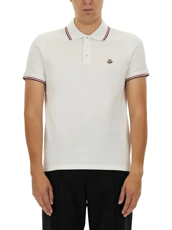 Moncler Polo With Logo Patch - White