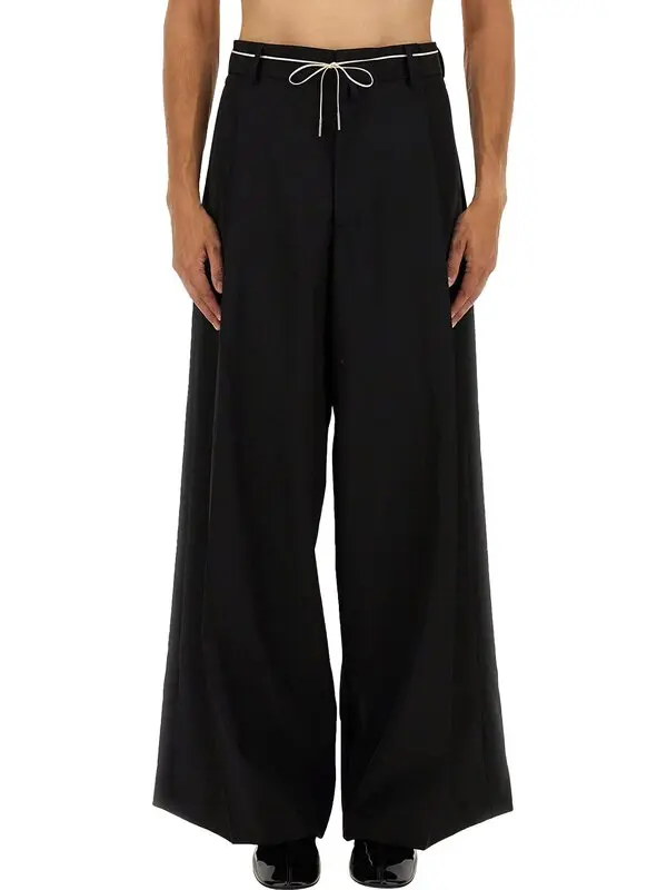 Dries Van Noten Wide Leg Pleated Pants - Black
