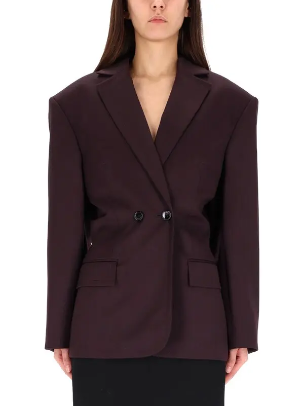 Magda Butrym Wool Straight Blazer - Bordeaux