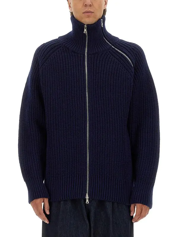 Dries Van Noten Zippered Wool Sweater - Blue