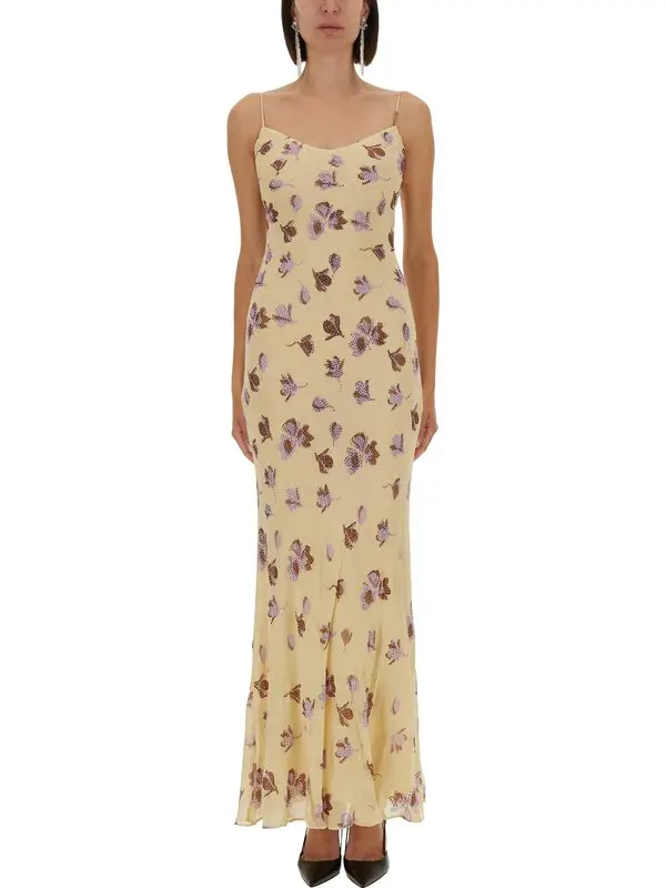 SELF-PORTRAIT Long Dress With Floral Pattern - Yellow