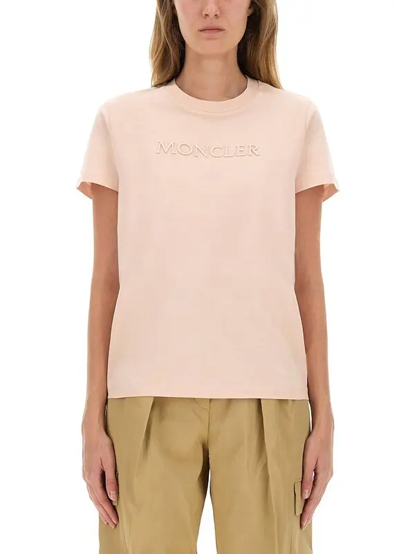 Moncler Cotton T-shirt With Logo - Pink