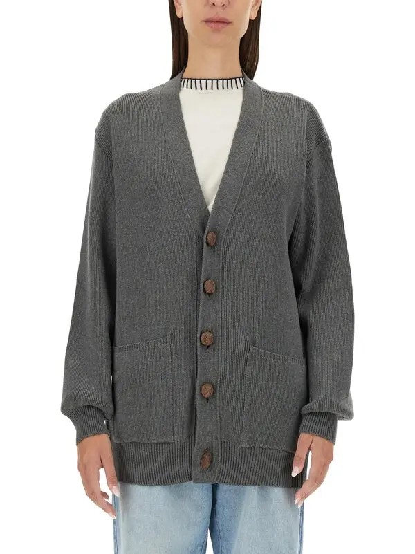 GOLDEN GOOSE Oversized Logo Cardigan - Grey