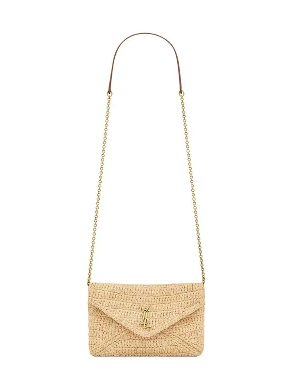 Saint Laurent Clutch With Chain - Beige