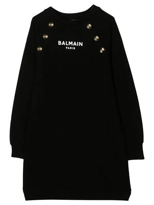 Balmain Dress With Gold Buttons - Black