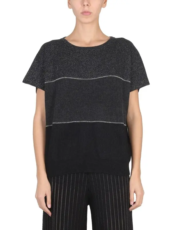 Fabiana Filippi Mesh Top With Shiny Detail - Charcoal