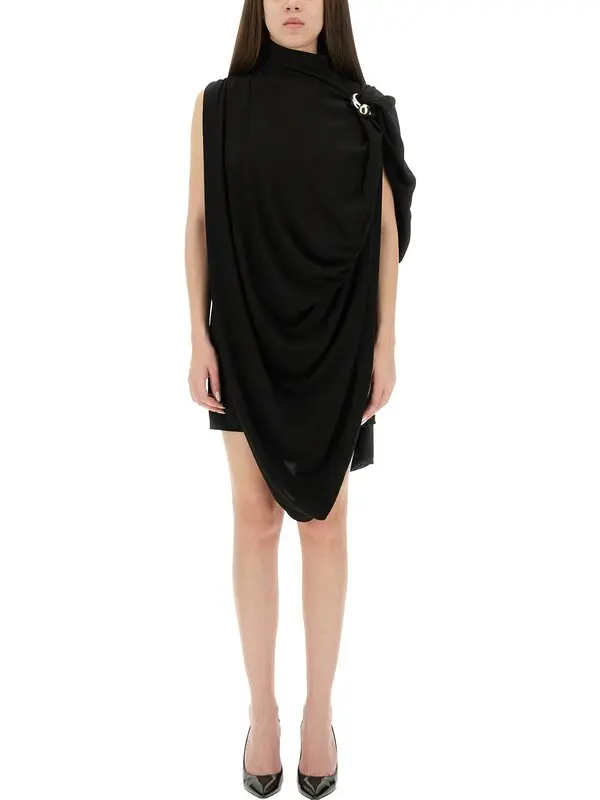 Jean Paul Gaultier Draped Dress With Piercings - Black