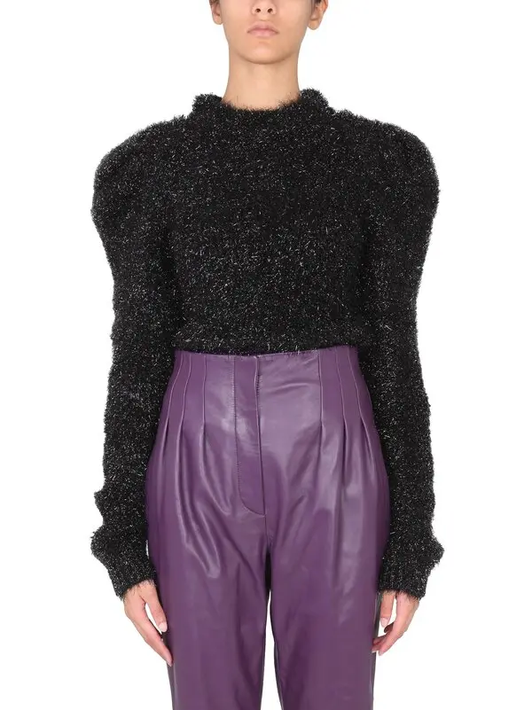 Alberta Ferretti Lurex Jersey Top - Black