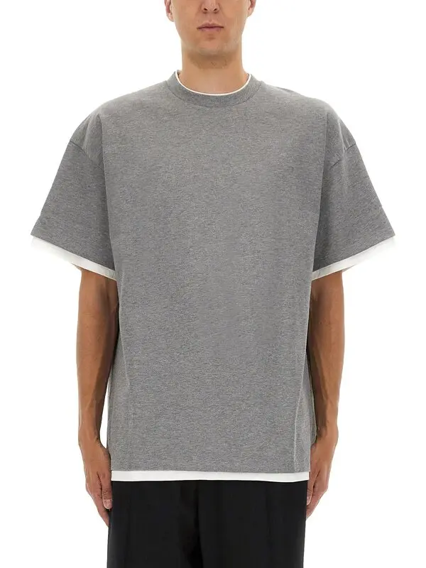 JIL SANDER Double Layer Cotton T-shirt - Grey