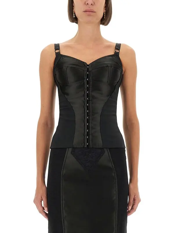Dolce & Gabbana Satin Bustier Top - Black