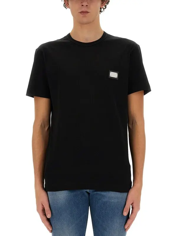 Dolce & Gabbana T-shirt With Logo Plaque - Black