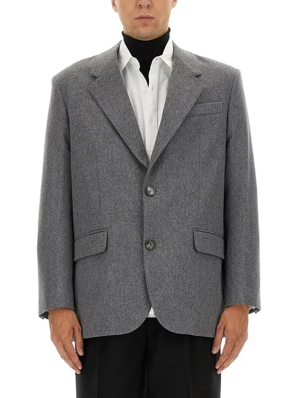 Ami Double-breasted Wool Jacket - Grey