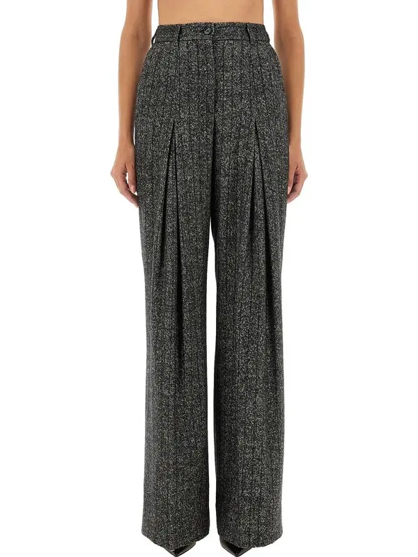 Dolce & Gabbana Striped Wool Trousers - Grey