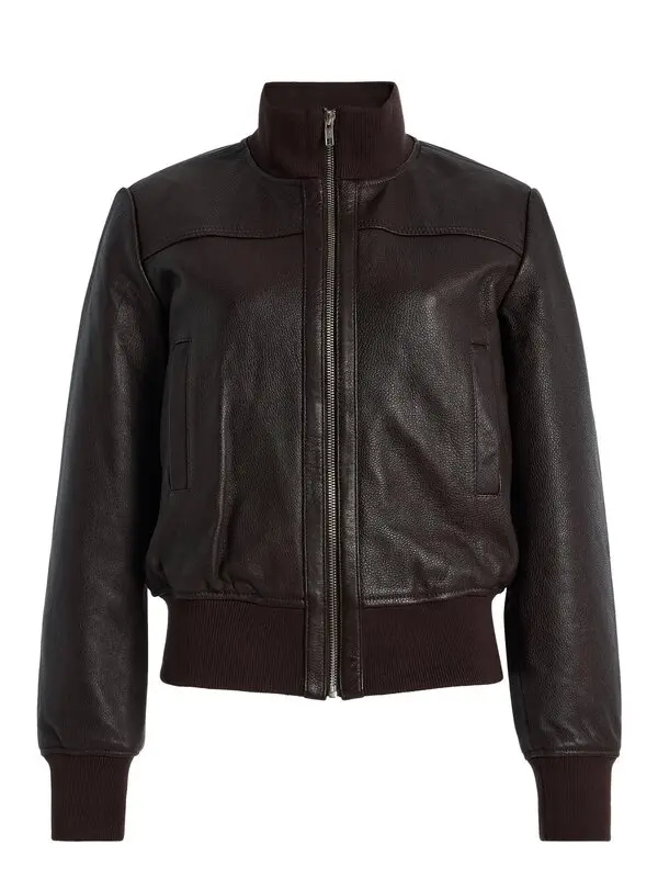 THE FRANKIE SHOP Tobias Leather Jacket - Brown