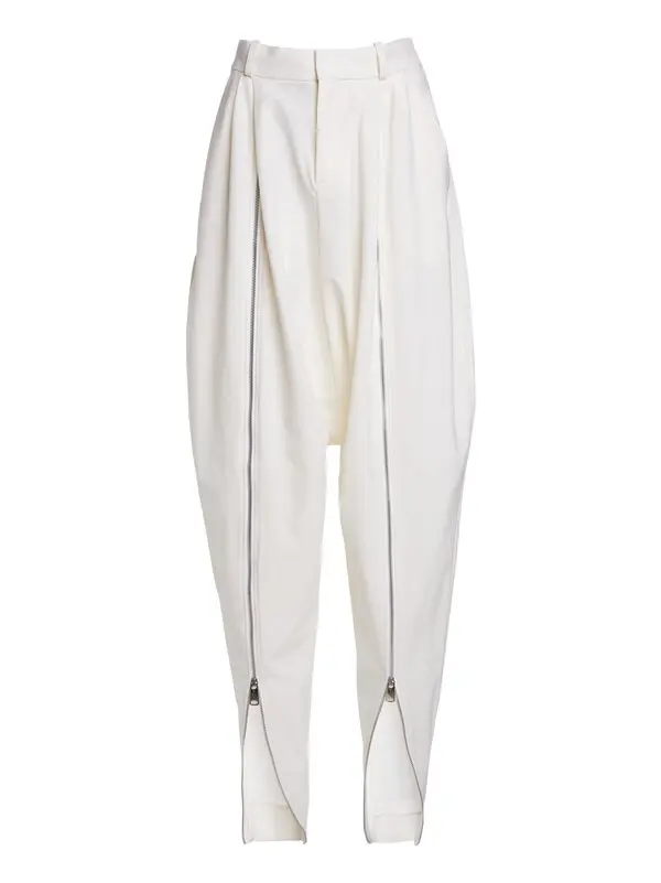 Coperni Wool Double-zipped Sarouel Trousers - White