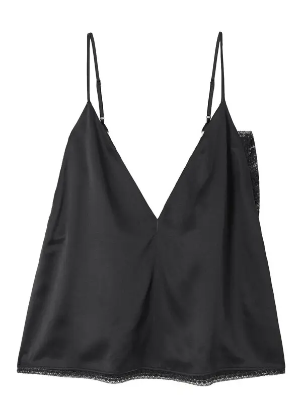 ERES Pensée Lace-trimmed Silk-satin Camisole - Black