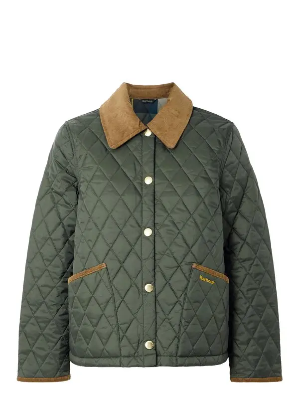 Barbour Liddesdale Corduroy-trimmed Quilted Jacket - Green