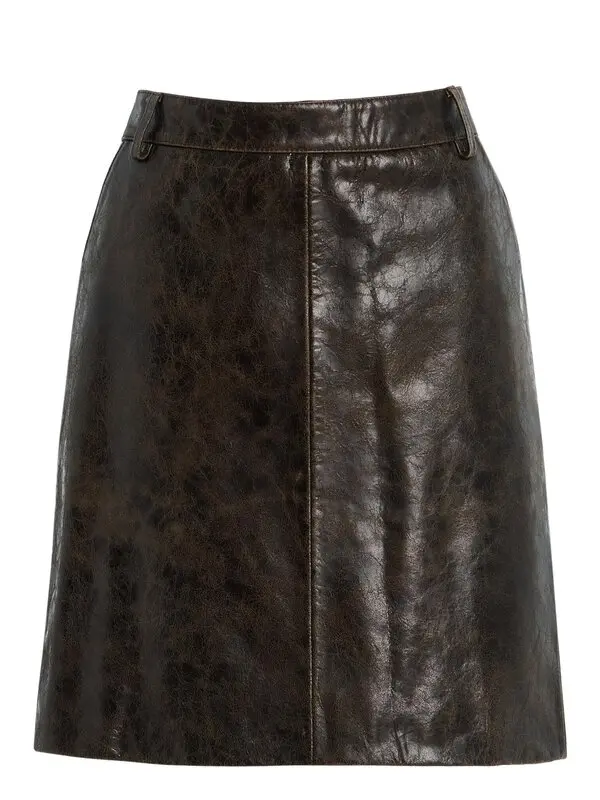 THE GARMENT Margo Leather Mini Skirt - Brown