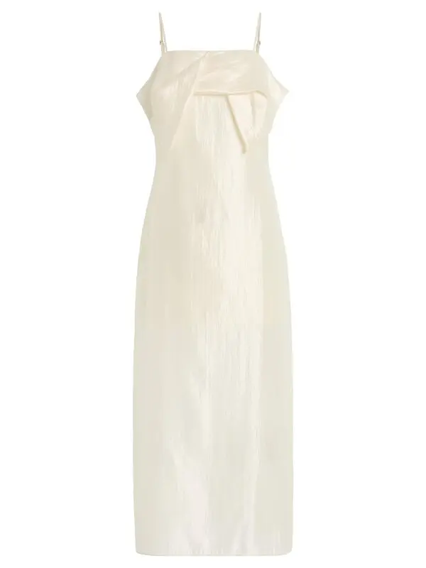 THE GARMENT Porcha Draped Taffeta Midi Dress - Ivory