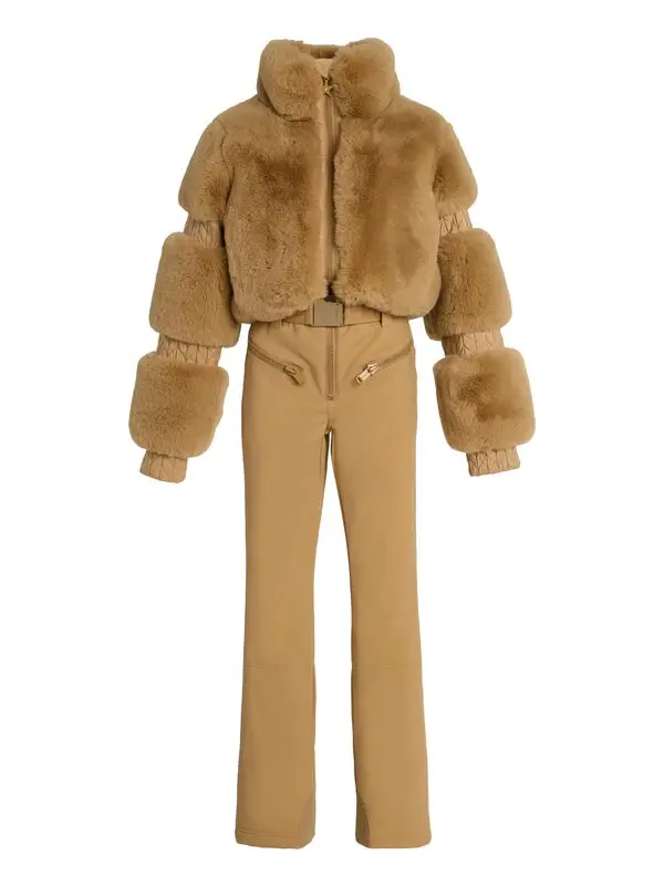 Goldbergh Lieke Vegan Fur Ski Suit - Tan