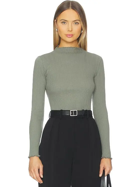 NATION LOS ANGELES Brenna Mock Neck Top - Castor Grey