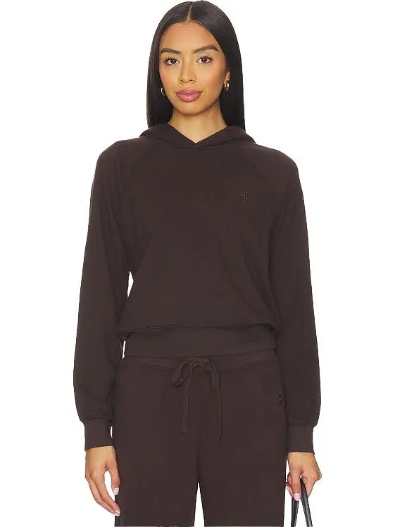 Eterne Shrunken Lightweight French Terry Hoodie Sweatshirt - Espresso
