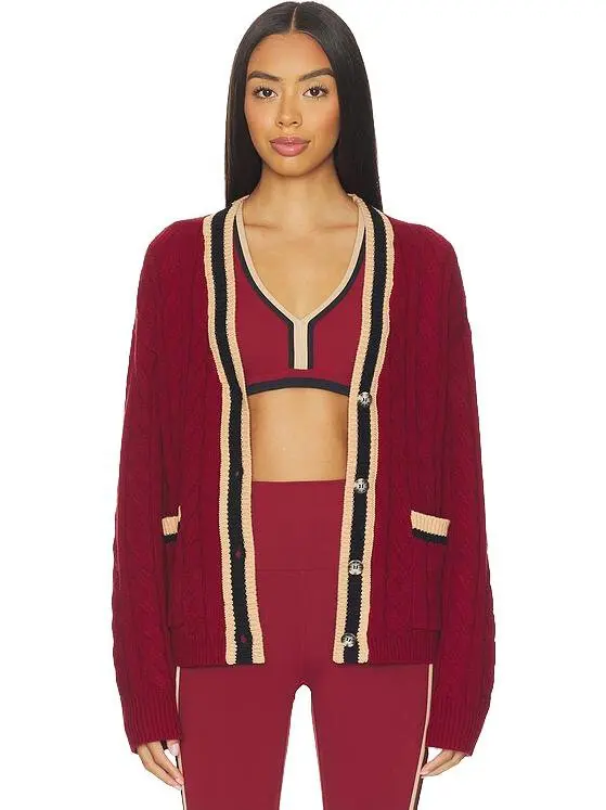 Beach Riot Gene Cardigan - Maroon Merlot Colorblock