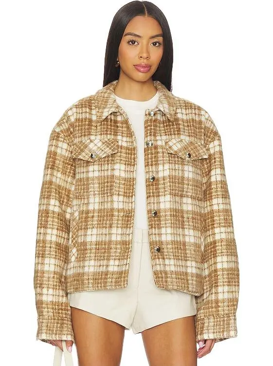 GUIZIO Quilted Plaid Jacket - Brown