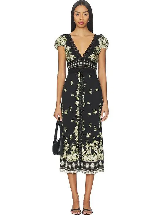 Alice + Olivia Rose Deep Lace Maxi Dress - Free Falling