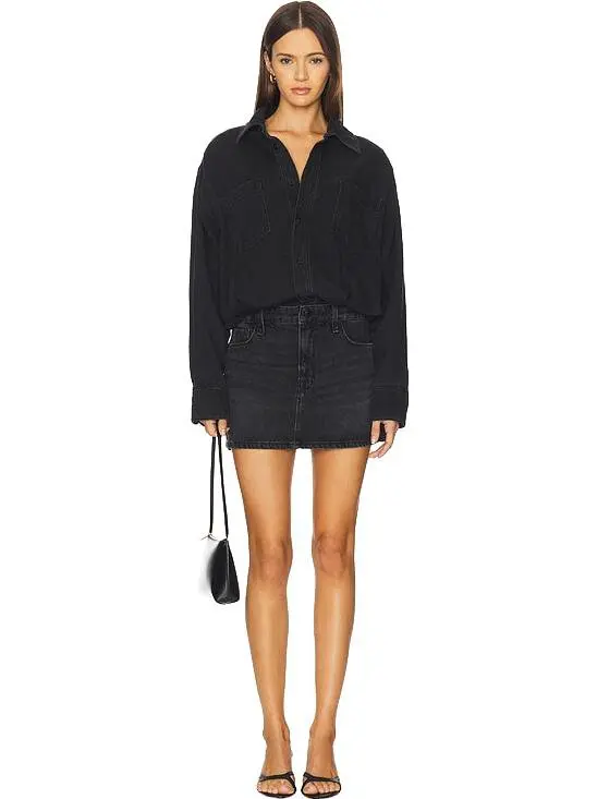 Good American Denim Shirt Dress - Black389