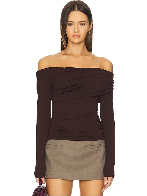 Astr The Label Datia Off-shoulder Top - Brown