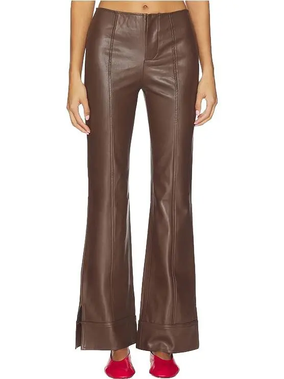 Free People Glow Up Faux Leather Pant - Potting Soil